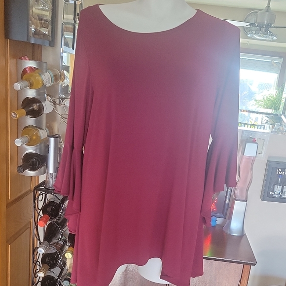 Alfani | Tops | Alfani Burgundy Blouse With Elegant Sleeves | Poshmark